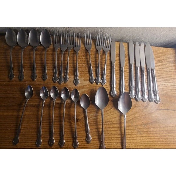 Ekco | Dining | 22 Pc Set Ekco Eterna Regal Rose Stainless Custom Japan Dinner Forks Flatware ...